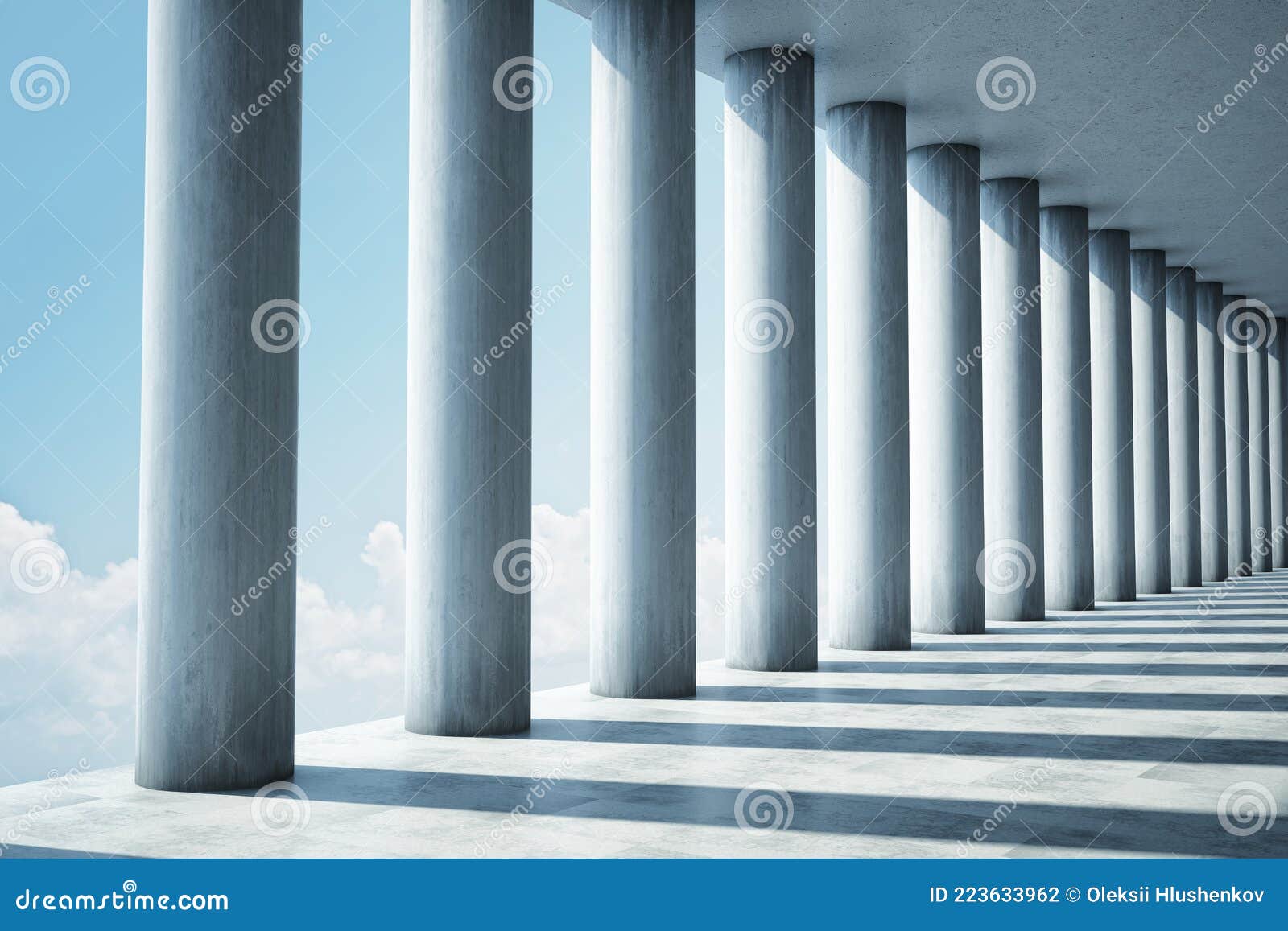 Modern concrete hall stock illustration. Illustration of light - 223633962