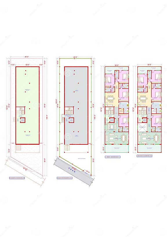 Architectural Design Plan-Basement,Ground,First and Second Floor Stock ...