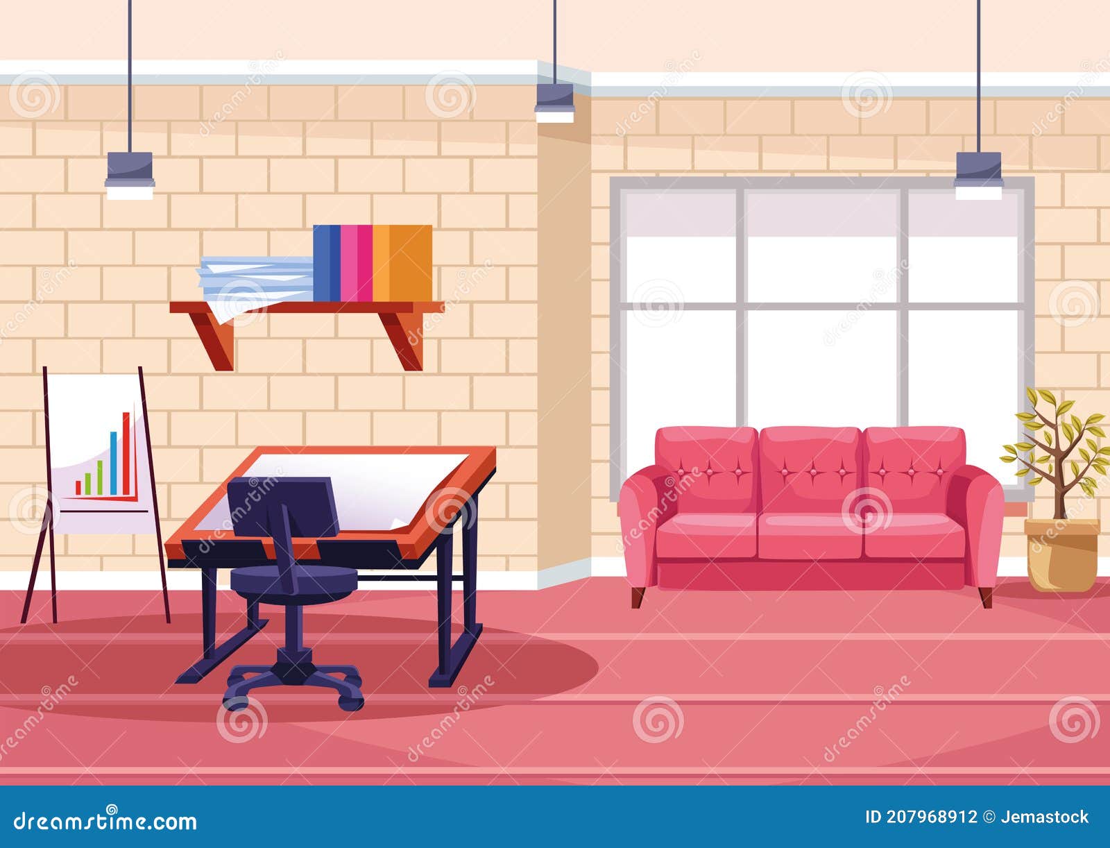 Architectural Design Table Work in the Office Stock Vector ...