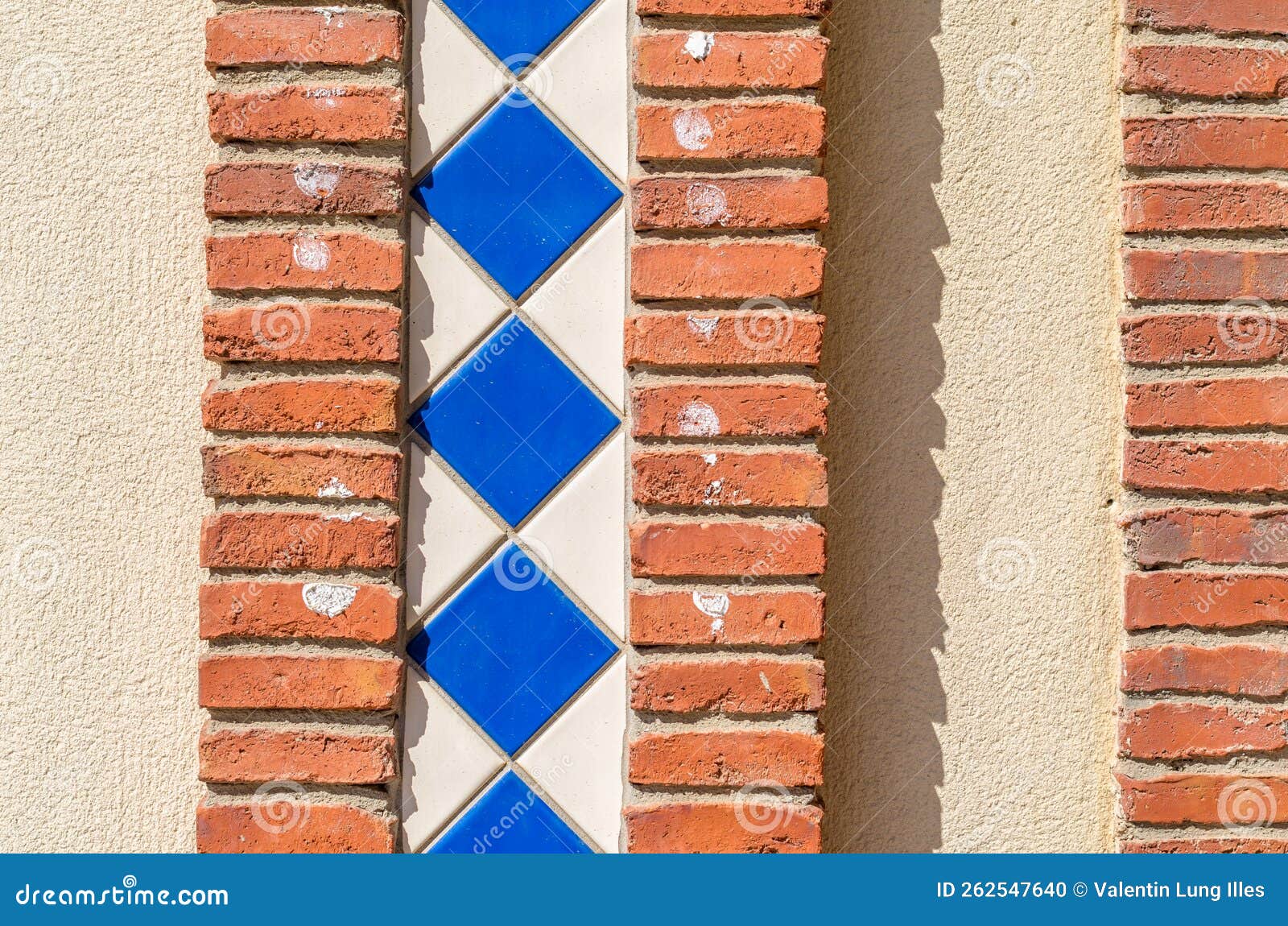 Architectural Detail, Brick Wall with Ceramic Tiles Stock Photo - Image ...