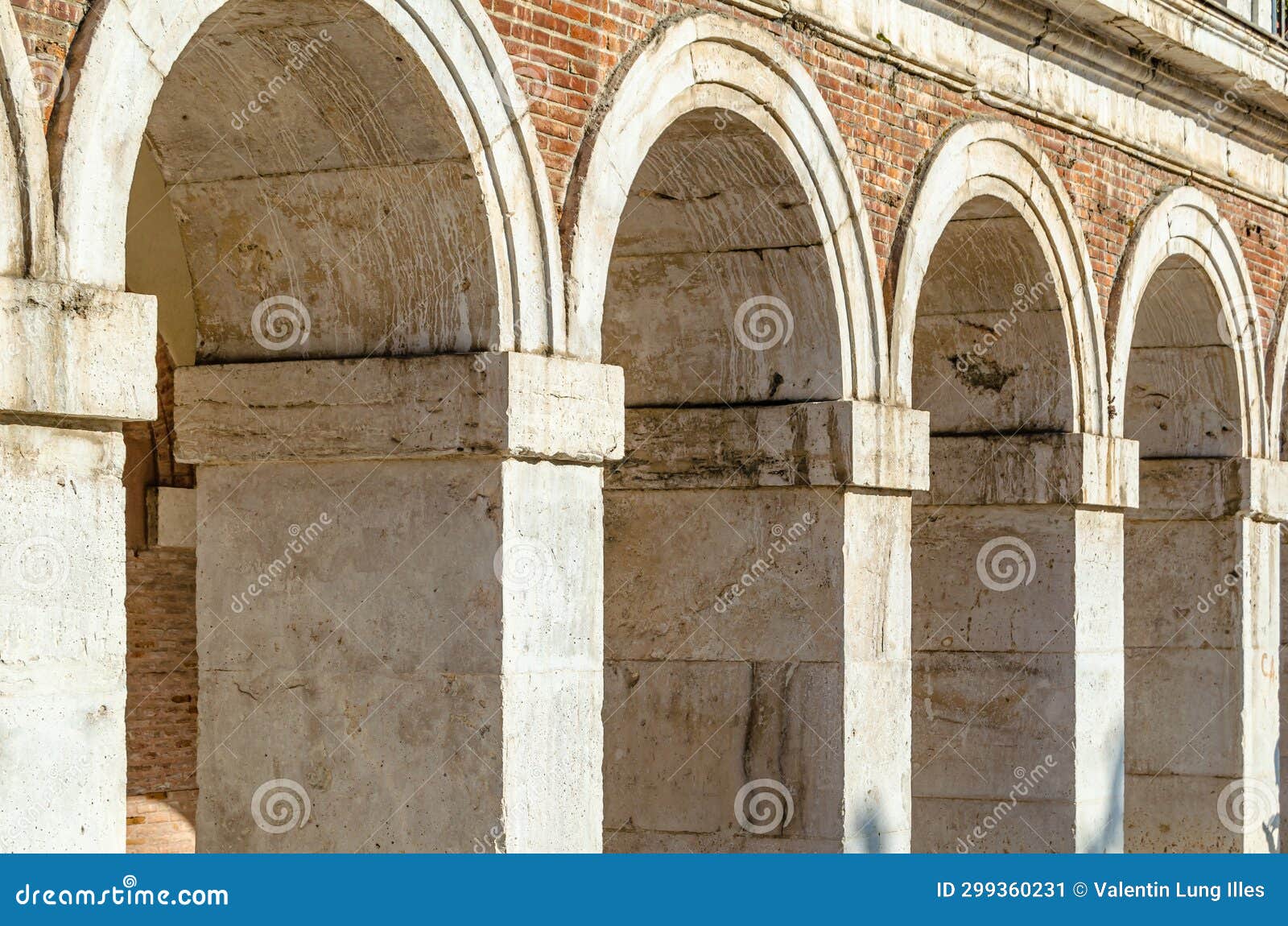 Architectural Detail, Columns and Arches in Aranjuez, Spain Stock Image ...