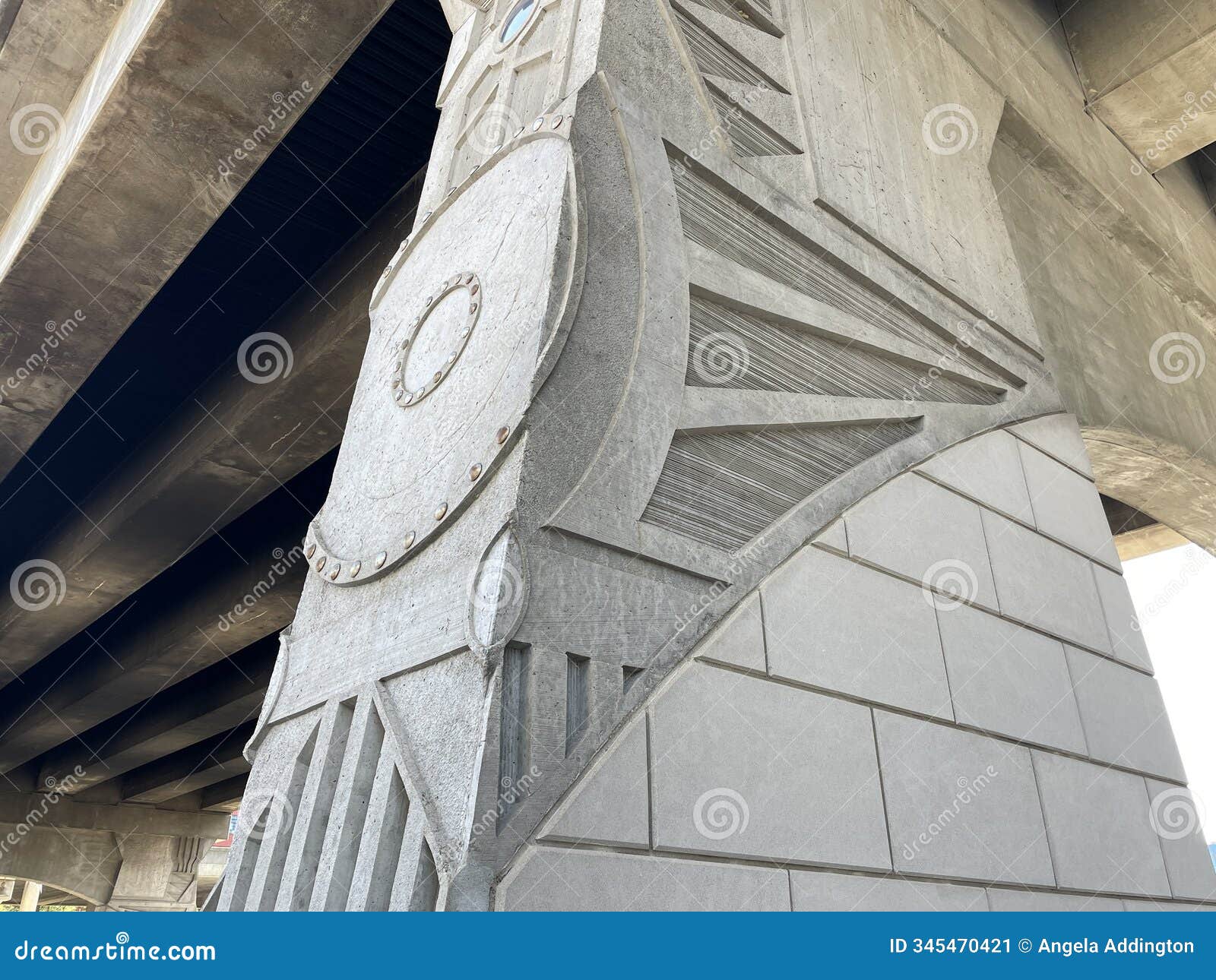 Architectural Detail of Train-Inspired Bridge Column Stock Image ...