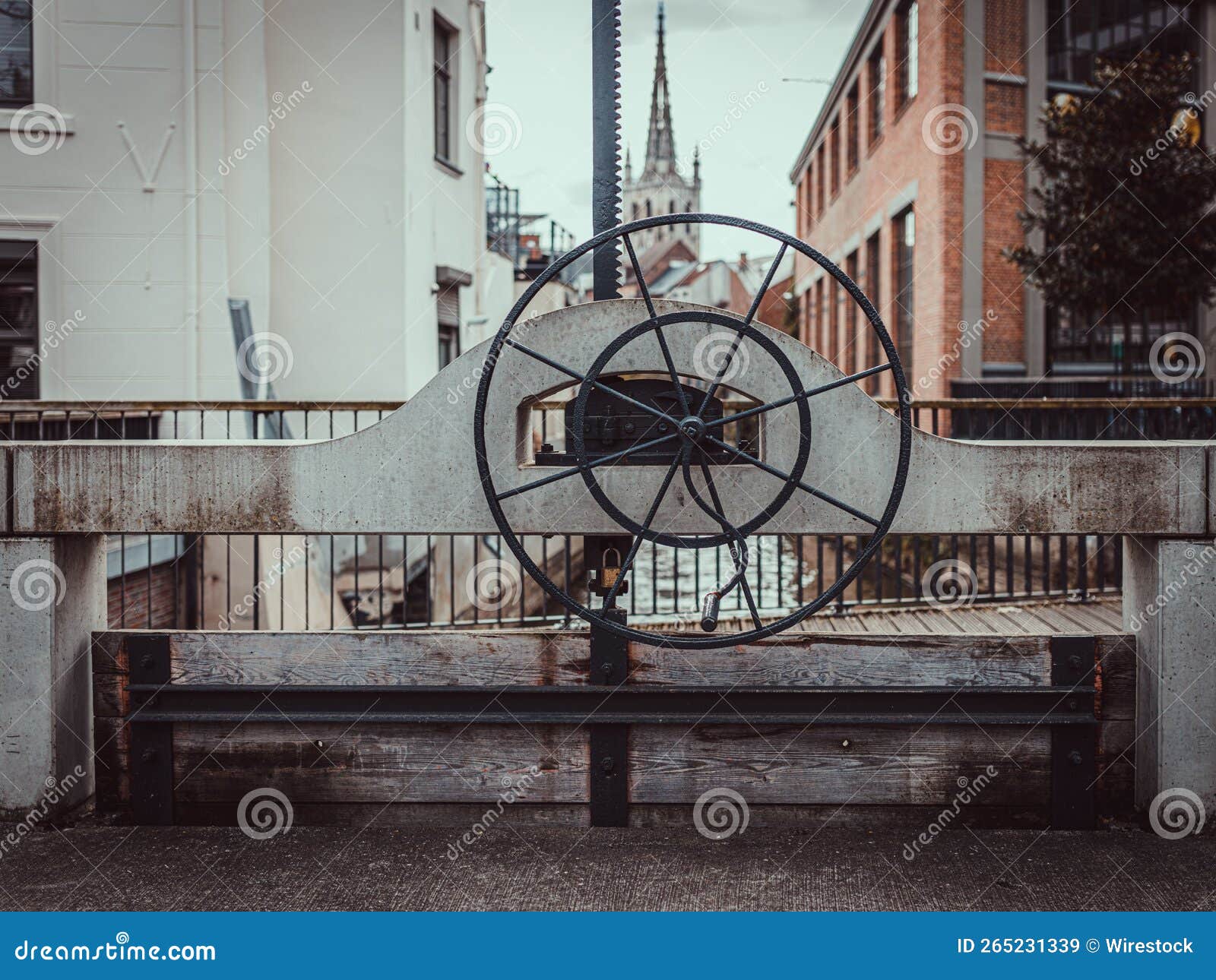 Architectural Detail of a Wheel on a Bridge Stock Image - Image of ...