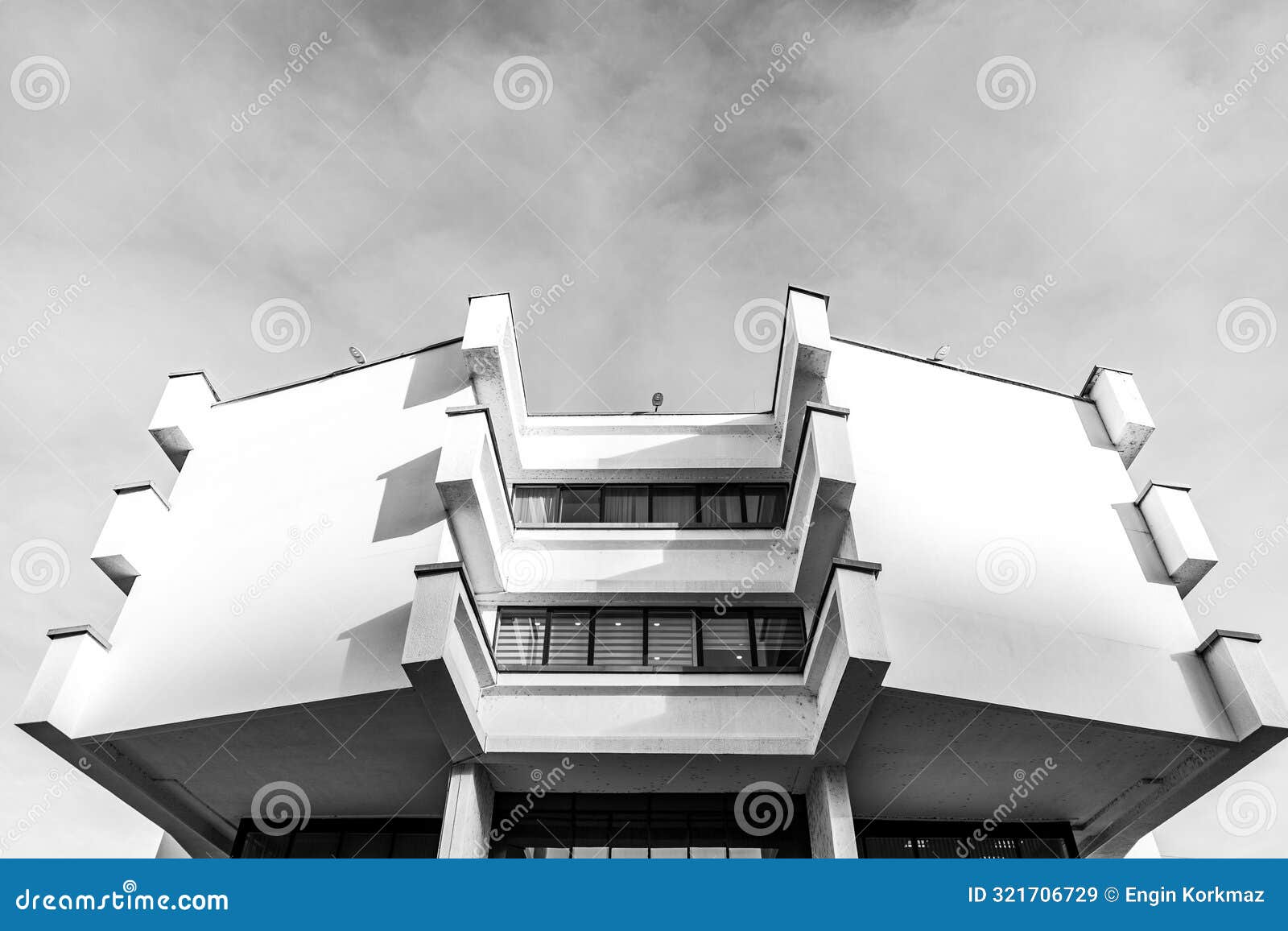Architectural Detail from a White Modern Concrete Building with ...