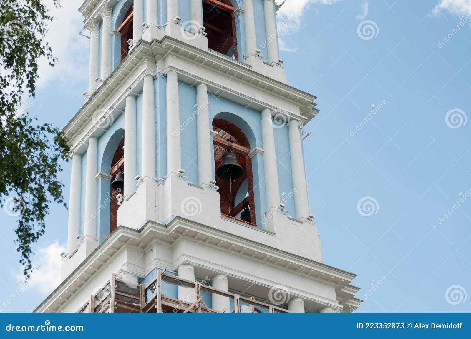 Architectural Details - a Bell Tower with a Bell, Decor and Stucco on a ...