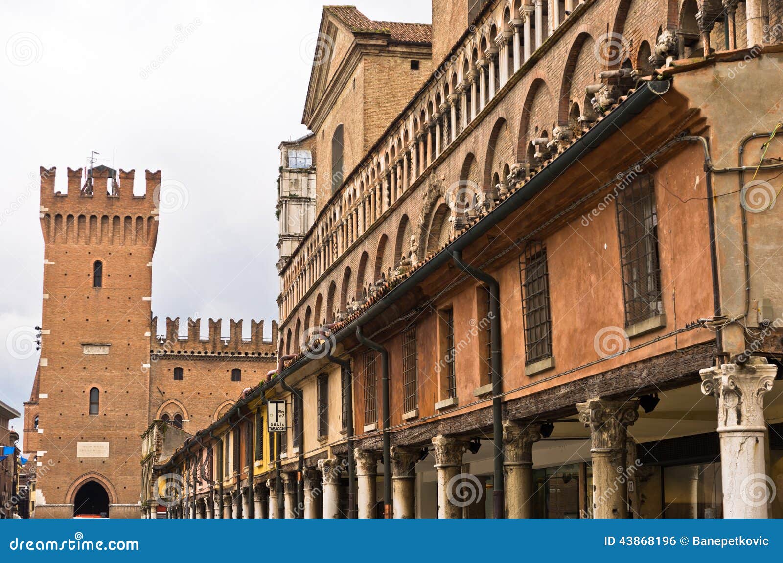 Architectural Details on a Main Square at City of Ferrara Stock Photo ...