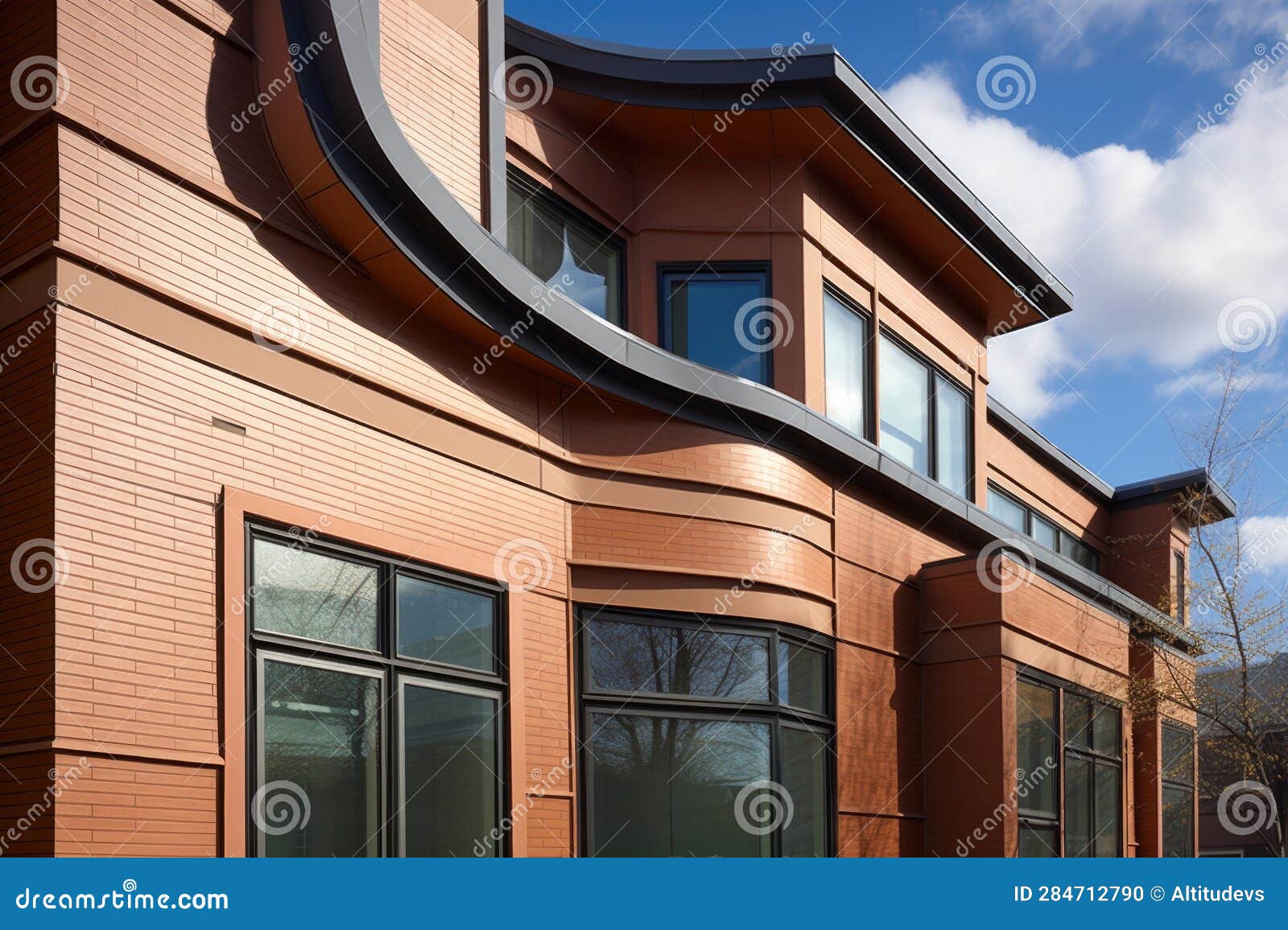 Architectural Details of Modern Building, Including Roofline and ...
