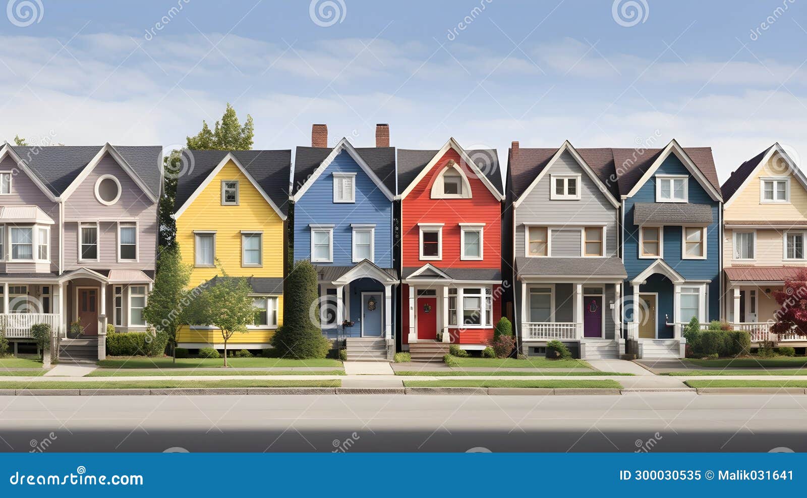 Architectural Diversity in a Suburban Neighborhood Stock Illustration ...