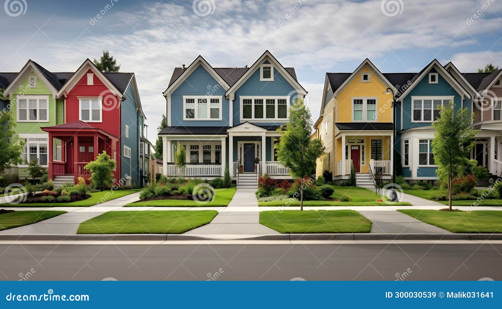 Architectural Diversity in a Suburban Neighborhood Stock Illustration ...