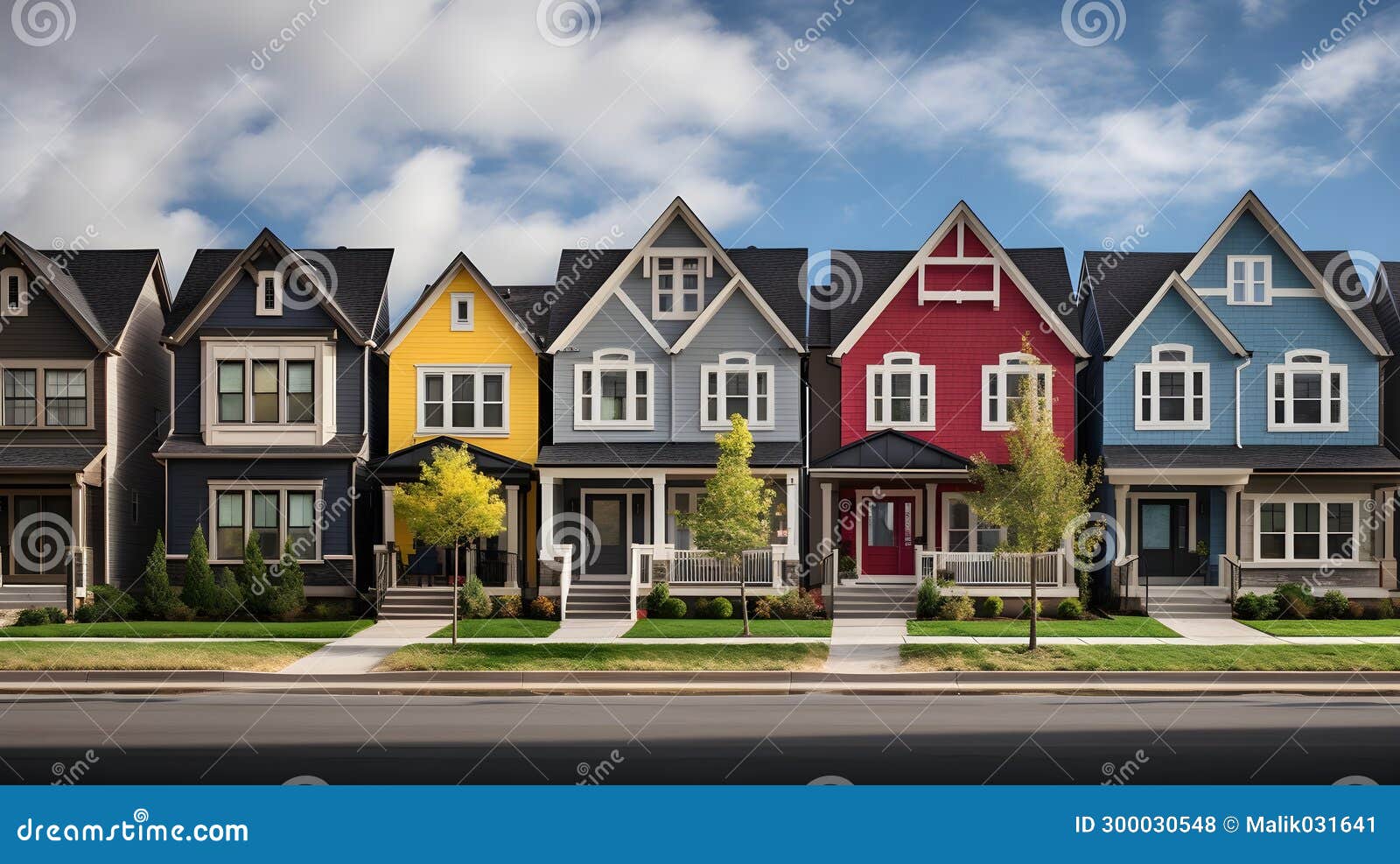 Architectural Diversity in a Suburban Neighborhood Stock Illustration ...