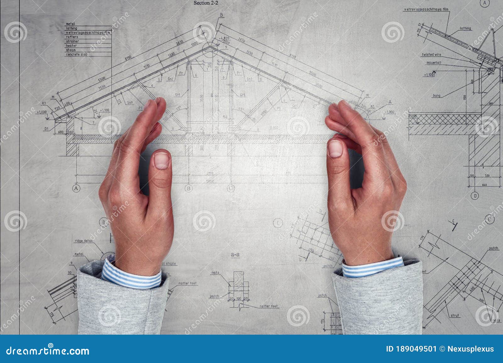 Architectural Drafts on Black Board . Mixed Media Stock Image - Image ...