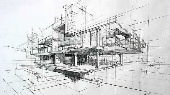 Architectural Drawing Background Stock Image - Image of building ...