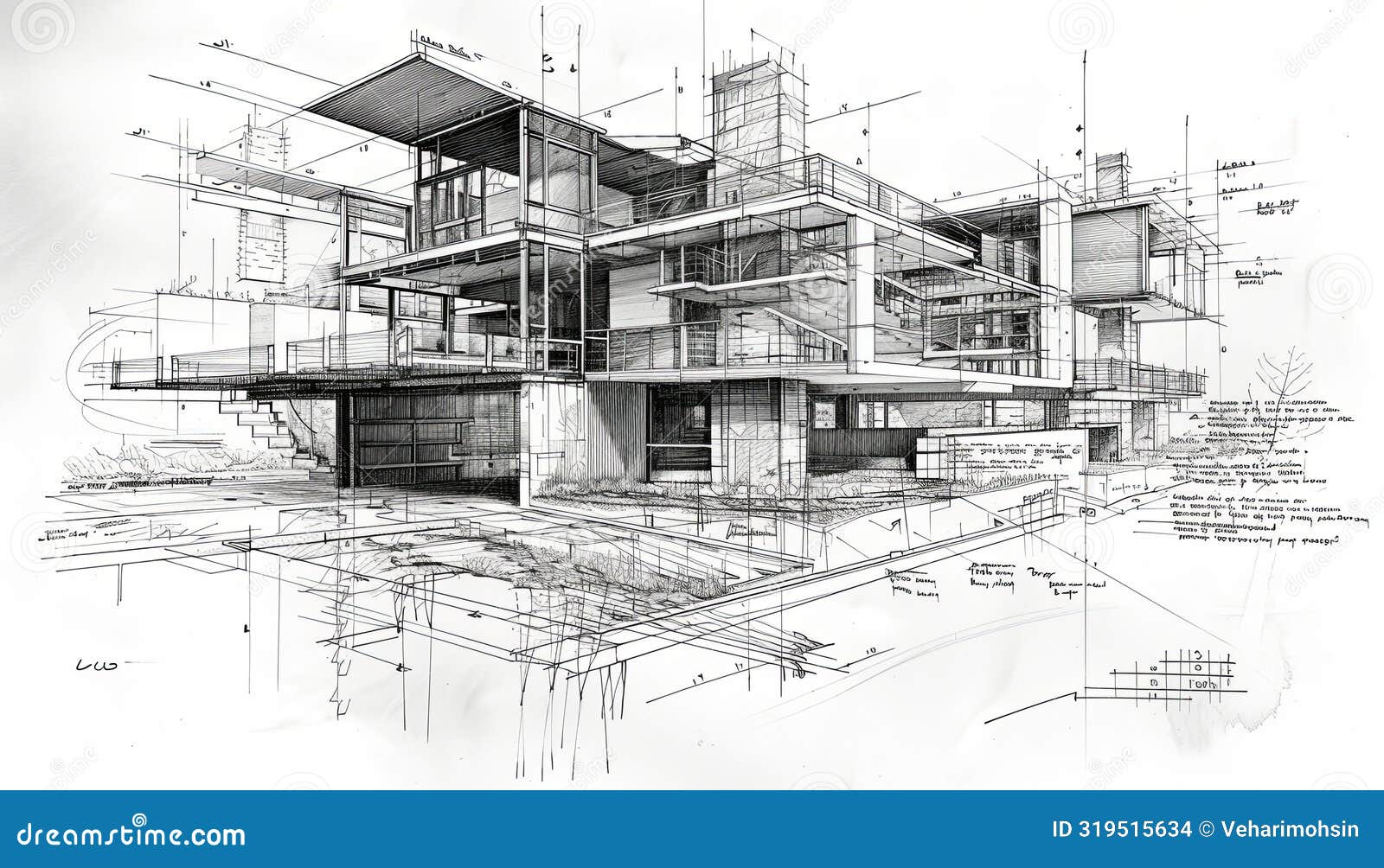 Architectural Drawing Blueprint Stock Illustration - Illustration of ...