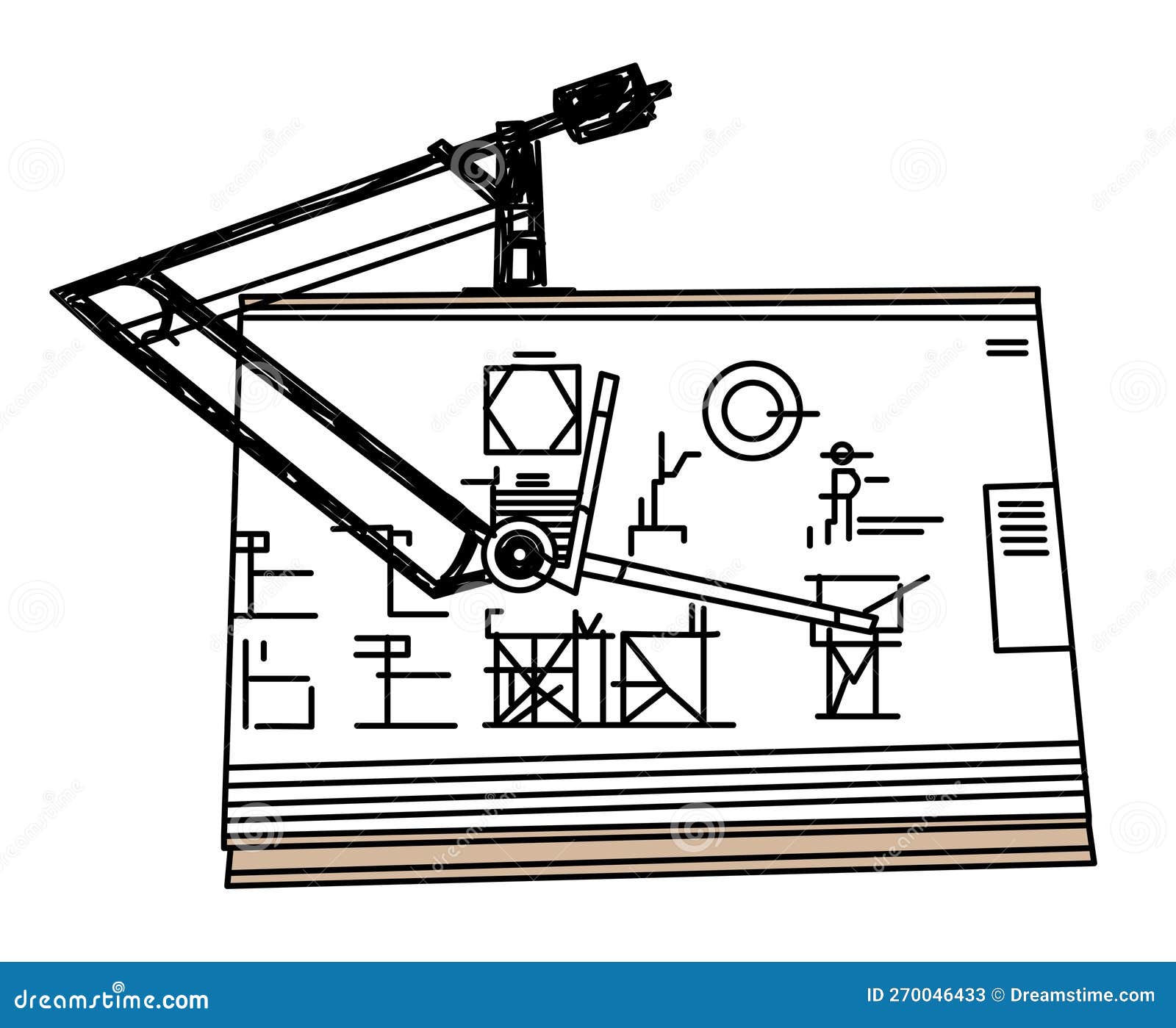 Architectural Drawing Board Isolated on White Stock Illustration ...