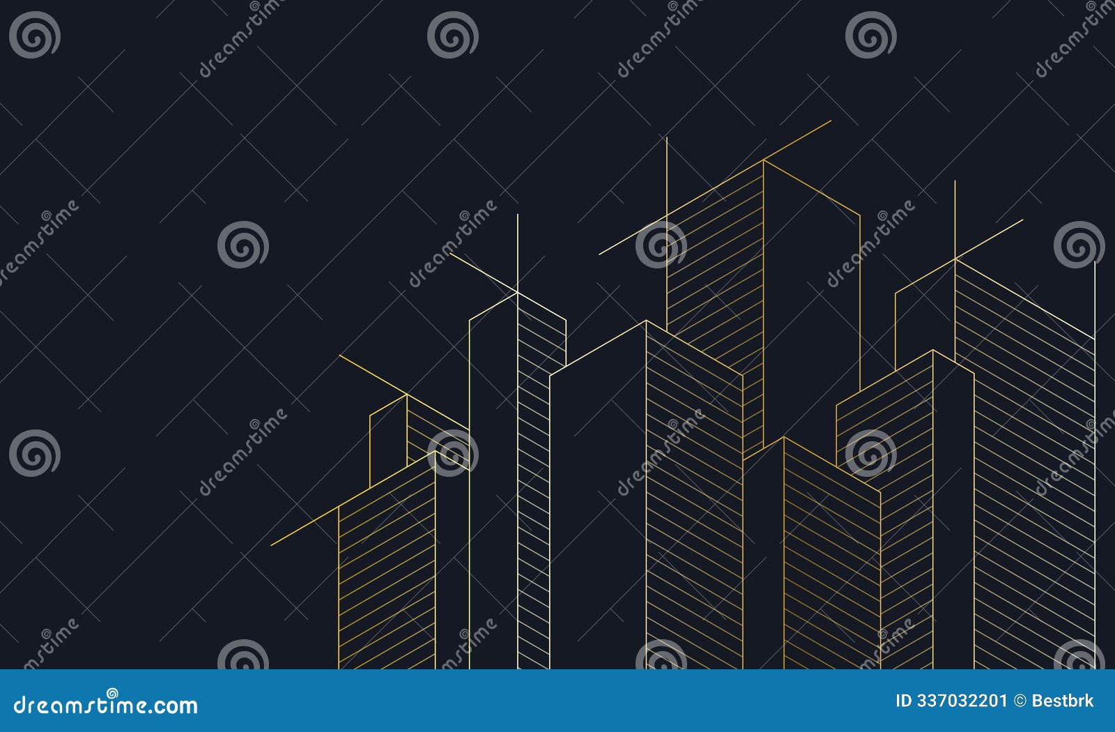 Architectural Drawing with Building Construction of Golden Color ...