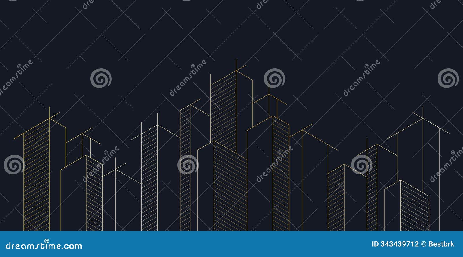 Architectural Drawing with Building Construction of Golden Color ...