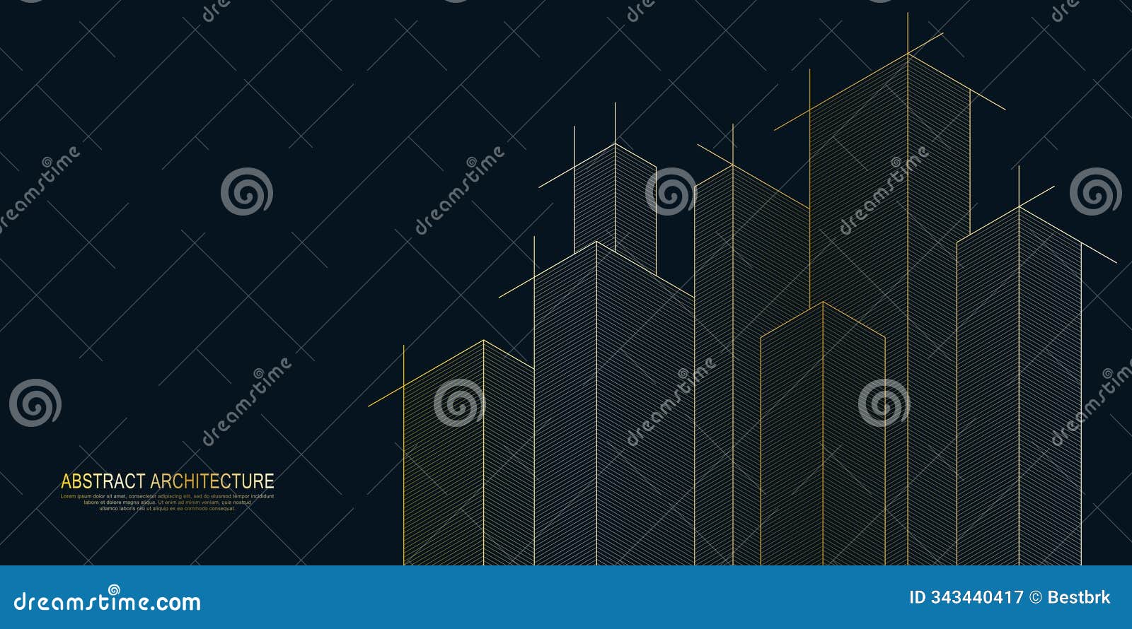 Architectural Drawing with Building Construction of Golden Color ...