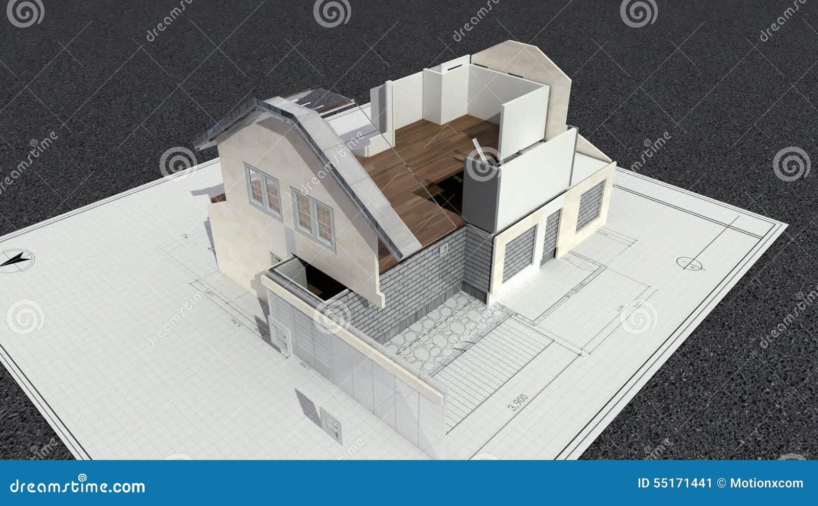 Architectural Drawing Changed Three-dimensional House. and Sold Sign ...