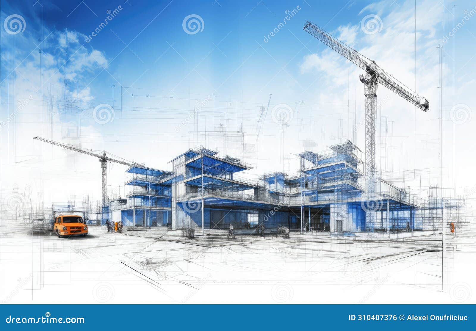 An Architectural Drawing of Construction Process Stock Photo - Image of ...