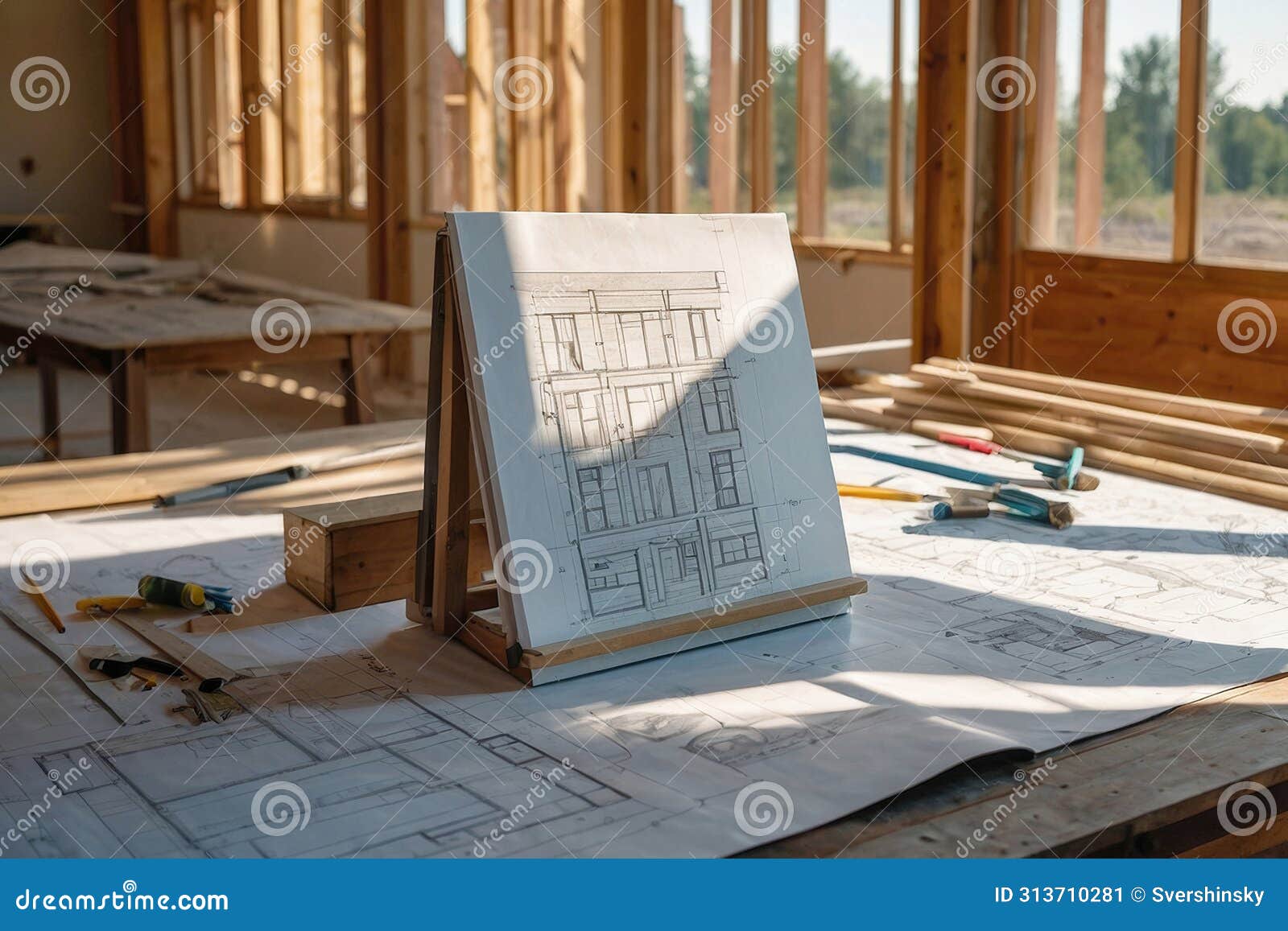 Architectural Drawing and Design Drawing Stock Image - Image of ruler ...