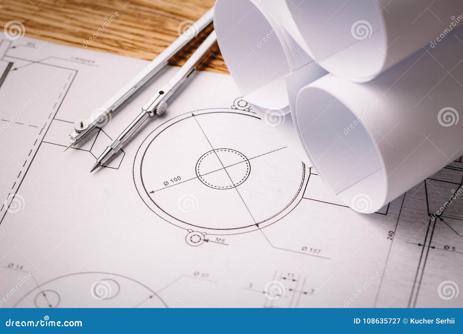 Architectural Drawing and Drawing Rolls and a Drawing Instruments on ...