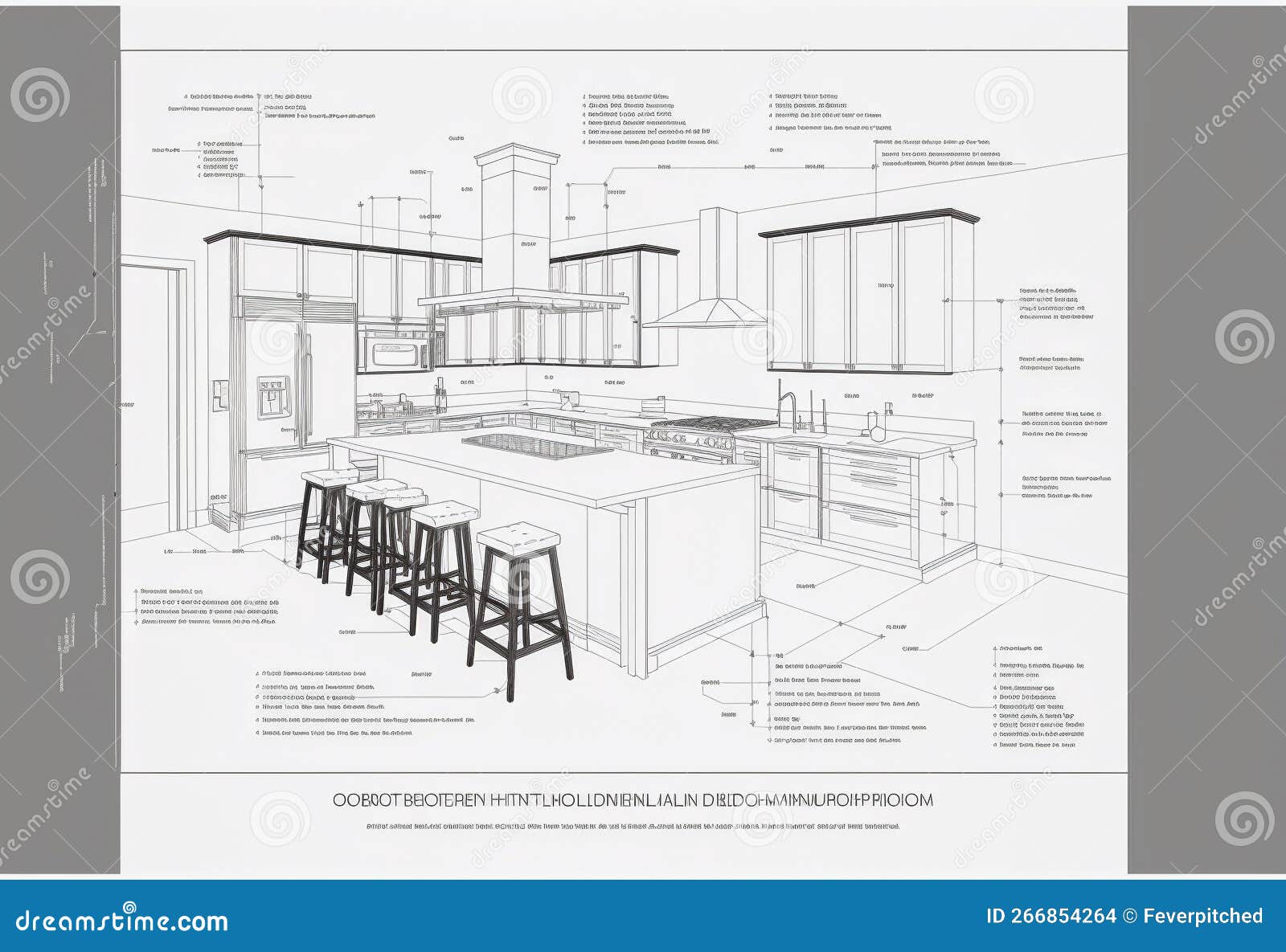Architectural Drawing with Mock Text and Descriptions of a Custom ...