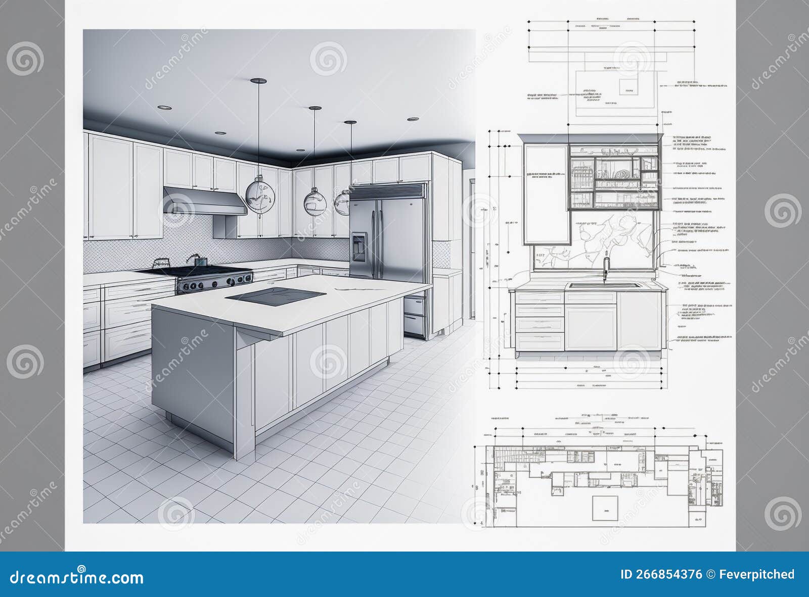 Architectural Drawing with Mock Text and Descriptions of a Custom ...