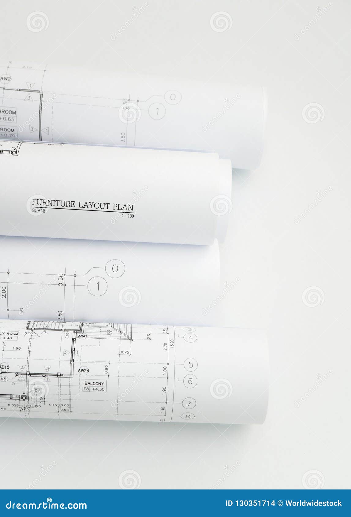 Architectural Drawing Paper Rolls of a Dwelling for Construction Stock ...