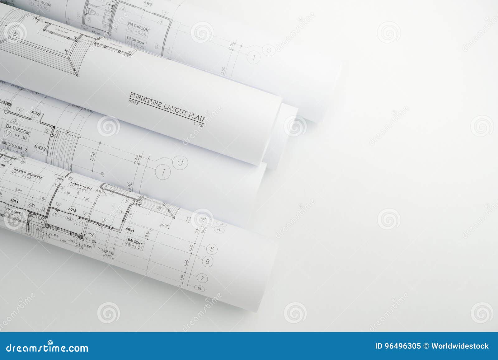 Architectural Drawing Paper Rolls of a Dwelling for Construction Stock ...