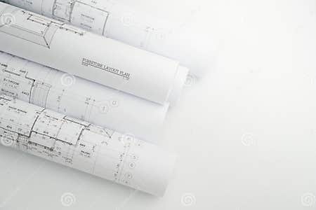 Architectural Drawing Paper Rolls of a Dwelling for Construction Stock ...