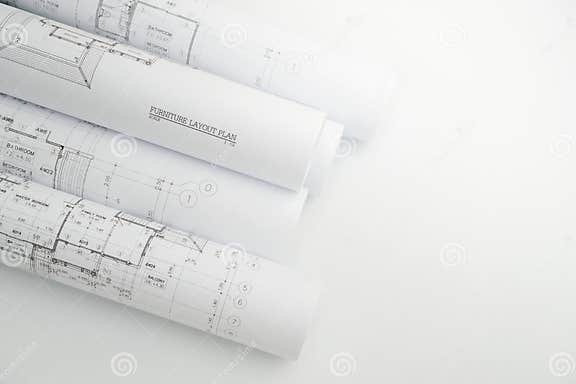 Architectural Drawing Paper Rolls of a Dwelling for Construction Stock ...
