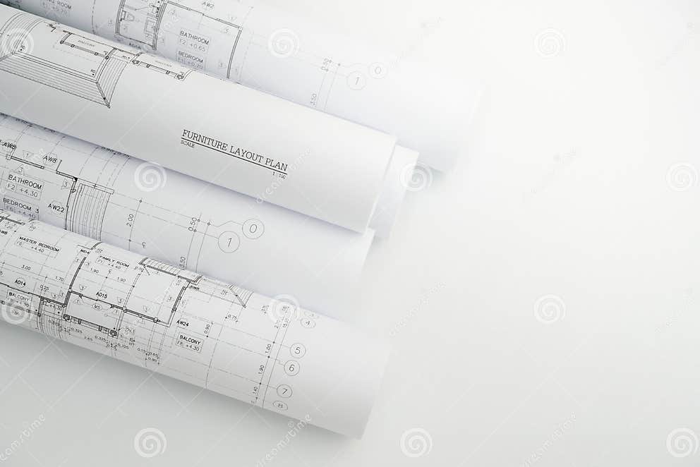 Architectural Drawing Paper Rolls of a Dwelling for Construction Stock ...
