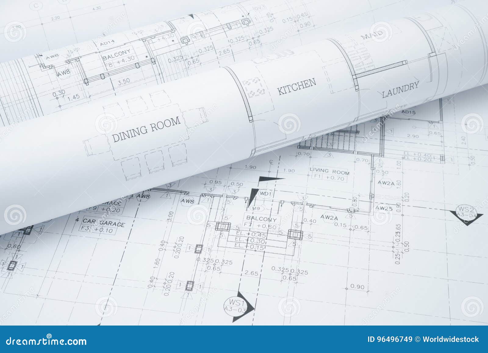 Architectural Drawing Paper Rolls of a Dwelling for Construction Stock ...