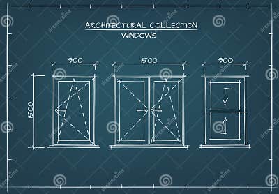 Architectural Drawing of Windows Stock Vector - Illustration of opening ...