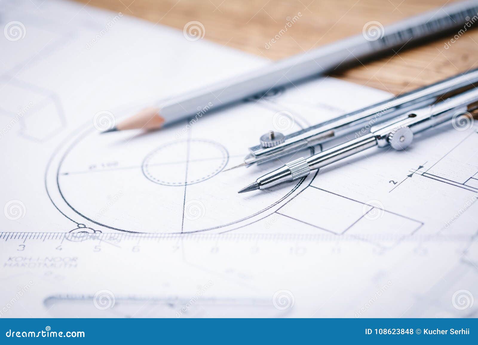 Architectural Drawings. Architectural Rolls and a Drawing Instruments ...