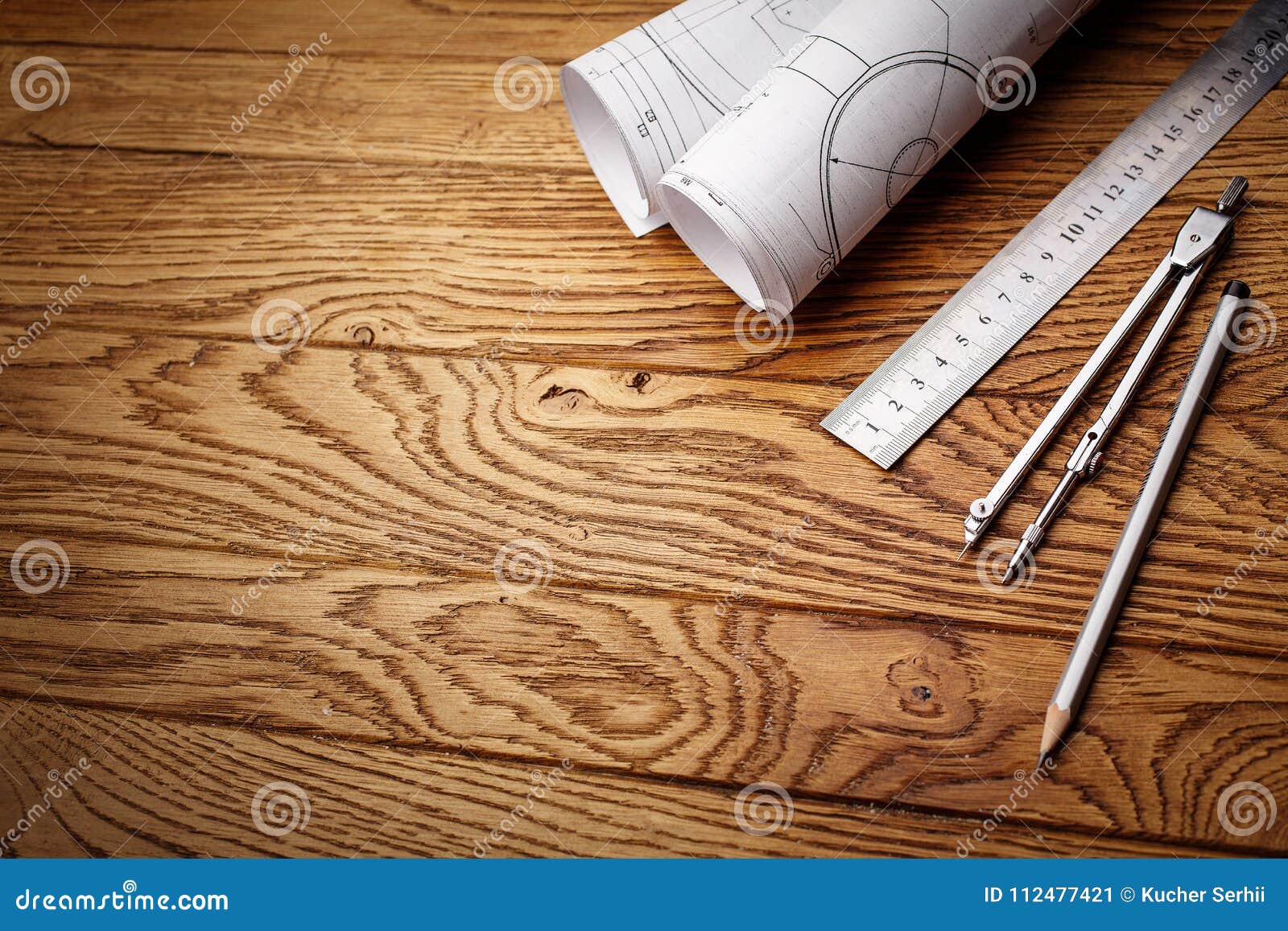 Architectural Drawings. Drawing Compass, Plans. Place for Text. Stock ...