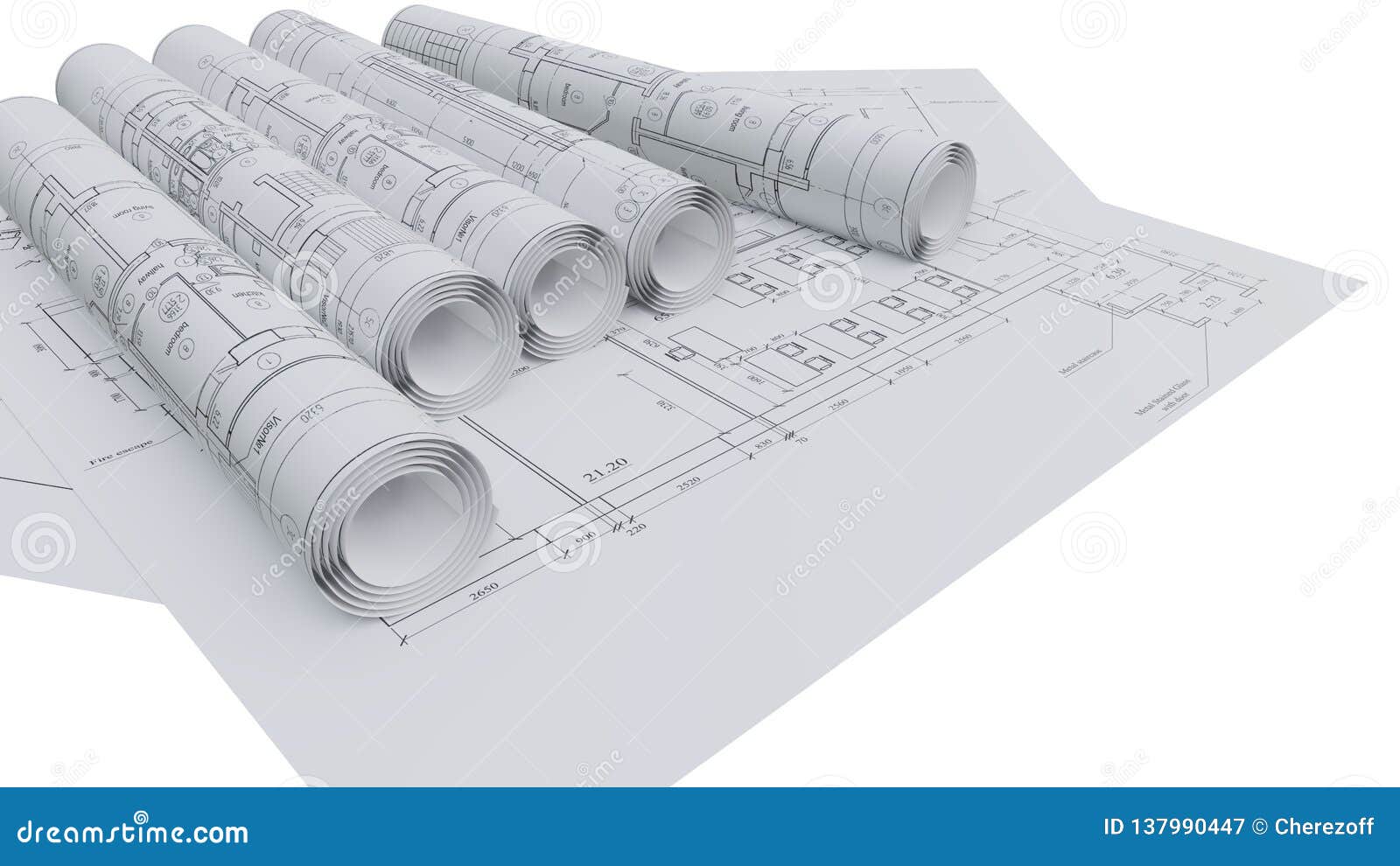 Architectural Drawings. Flat and Rolled Stock Illustration ...