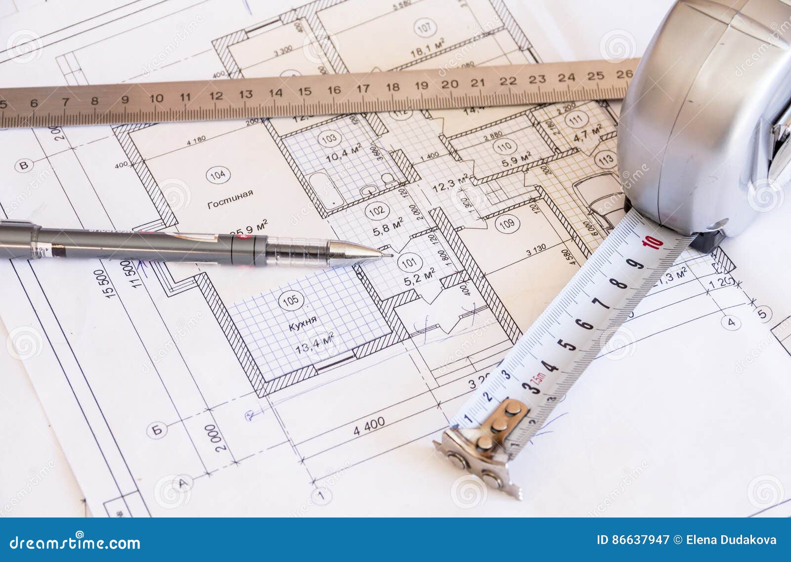 Architectural Drawings New Apartment Stock Image - Image of design ...