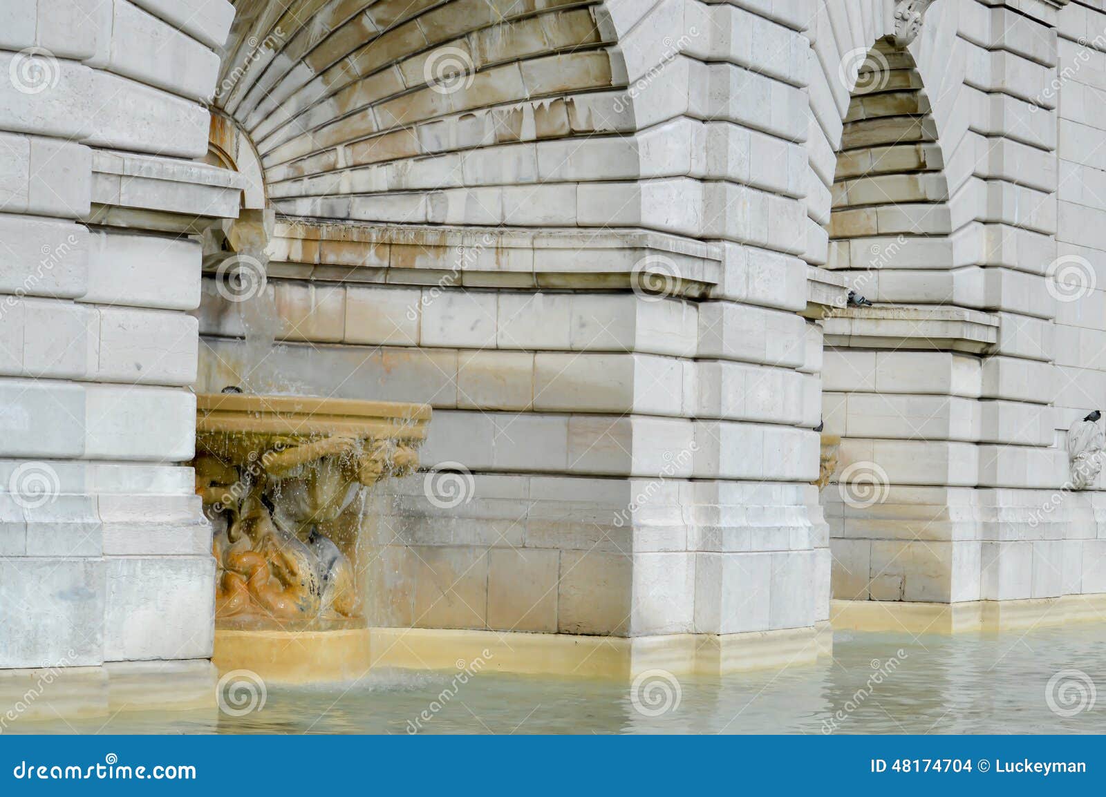 Architectural Edifice with Fountain Stock Photo - Image of capital ...