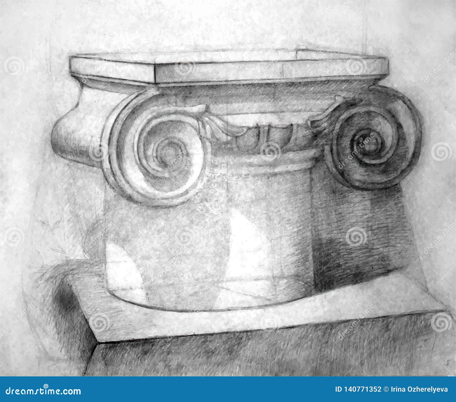 Classical Ionic Capital. Hand Drawn Image Stock Illustration ...