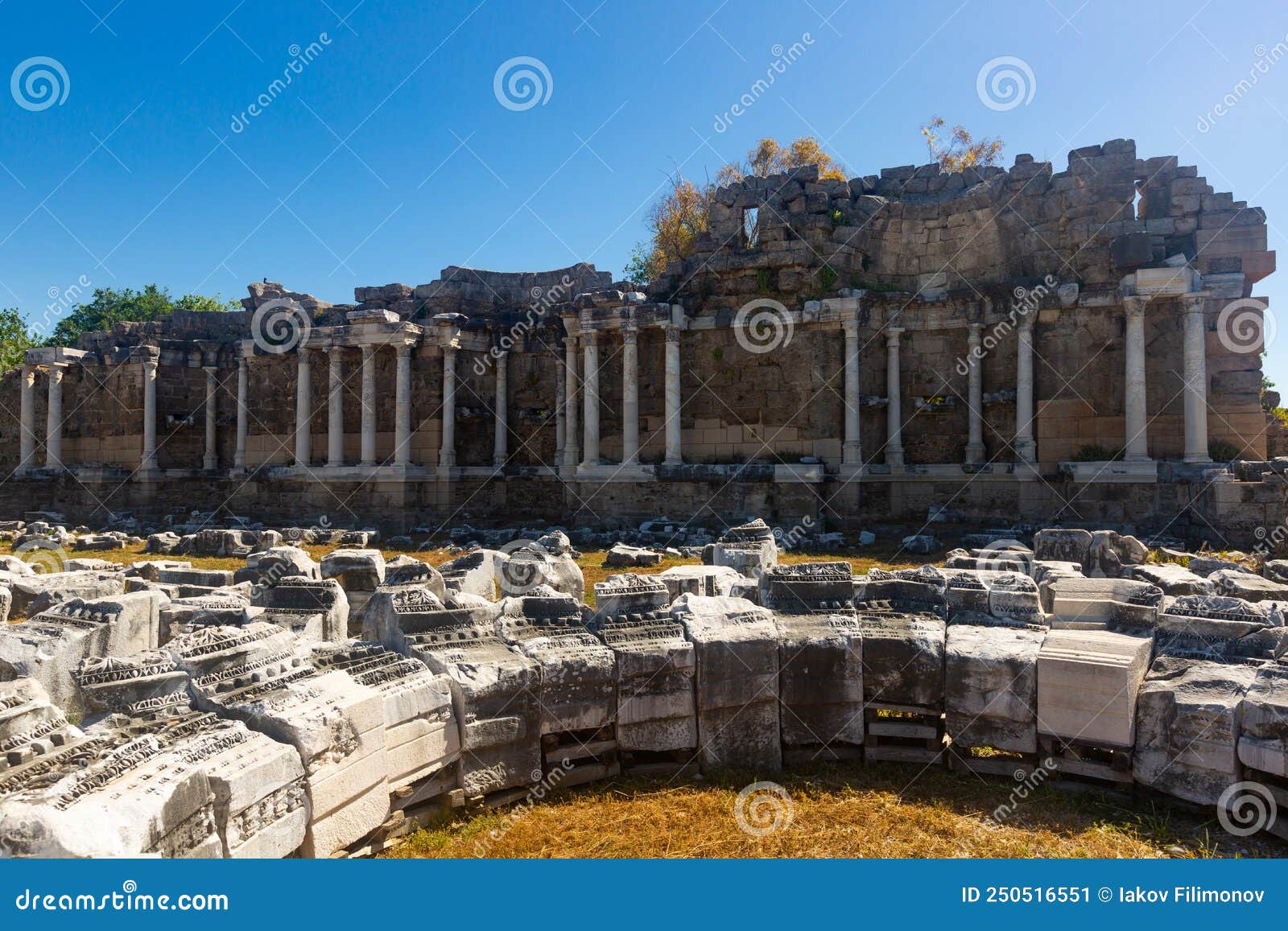 Architectural Elements of Ancient Nymphaeum in Side, Turkey Stock Image ...