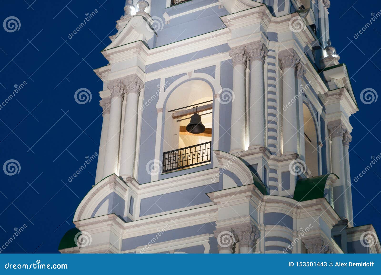Architectural Elements of the Bell Tower. Close Up Stock Image - Image ...