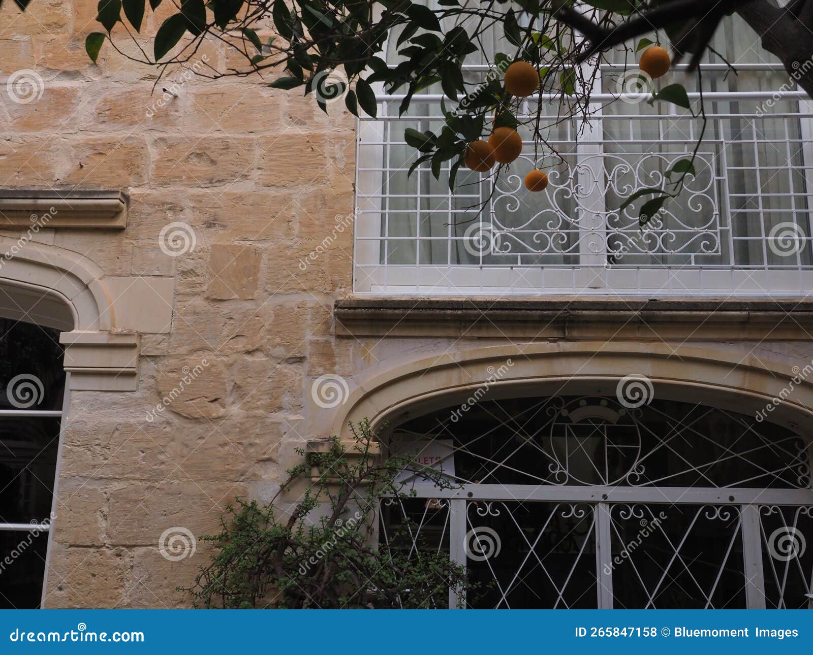 External Wall, Windows and Arch of a Classical Building with an Orange ...