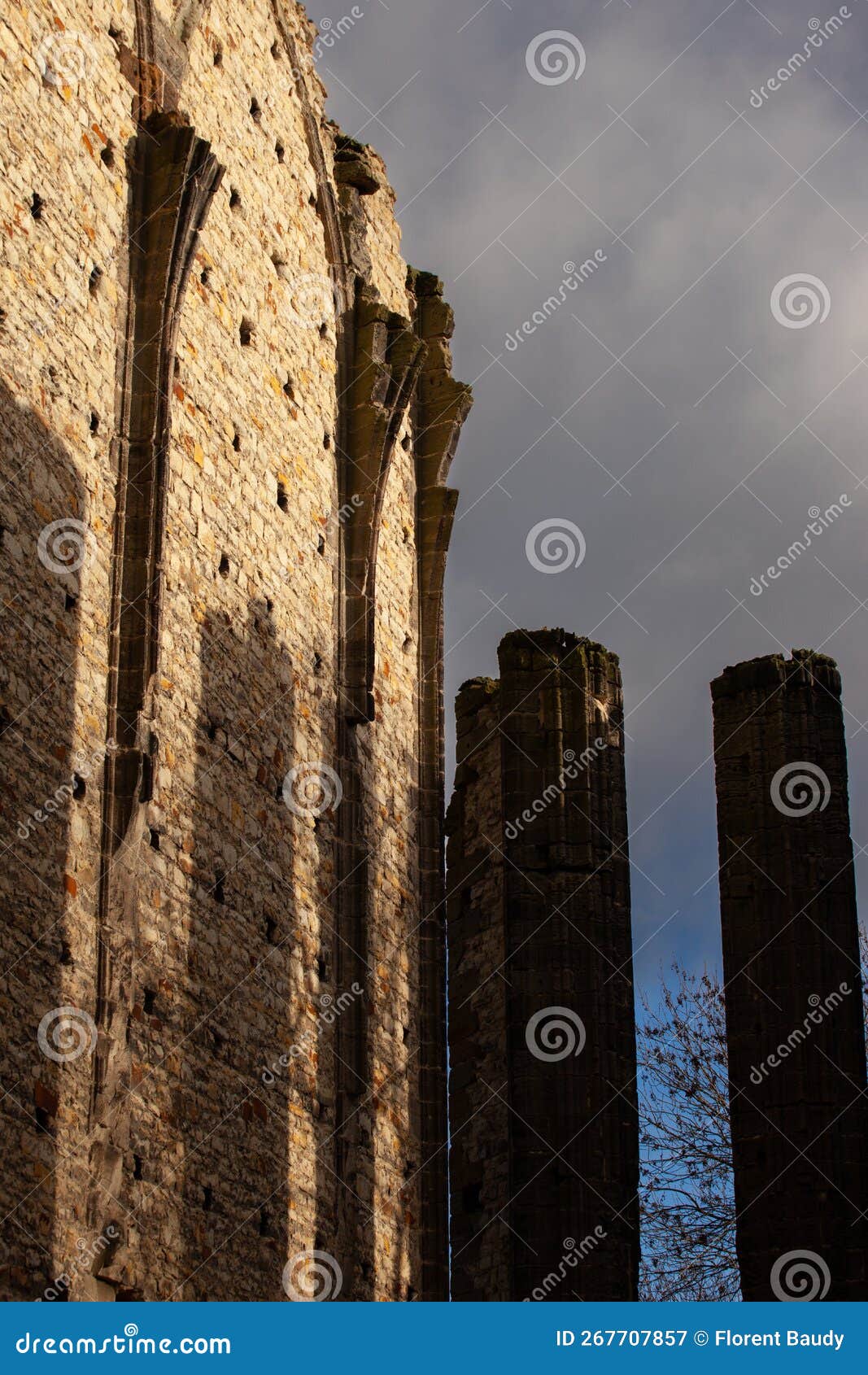 Architectural Elements of a Gothic Church in Ruins Stock Image - Image ...
