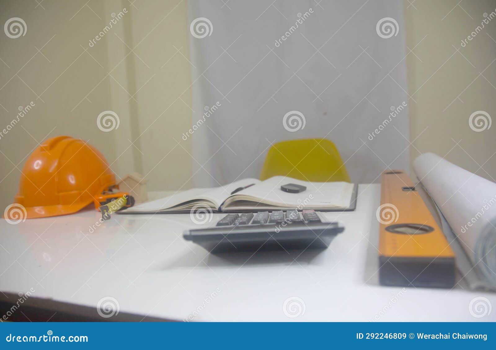 Architectural and Engineer Office Desk Background Construction Project ...