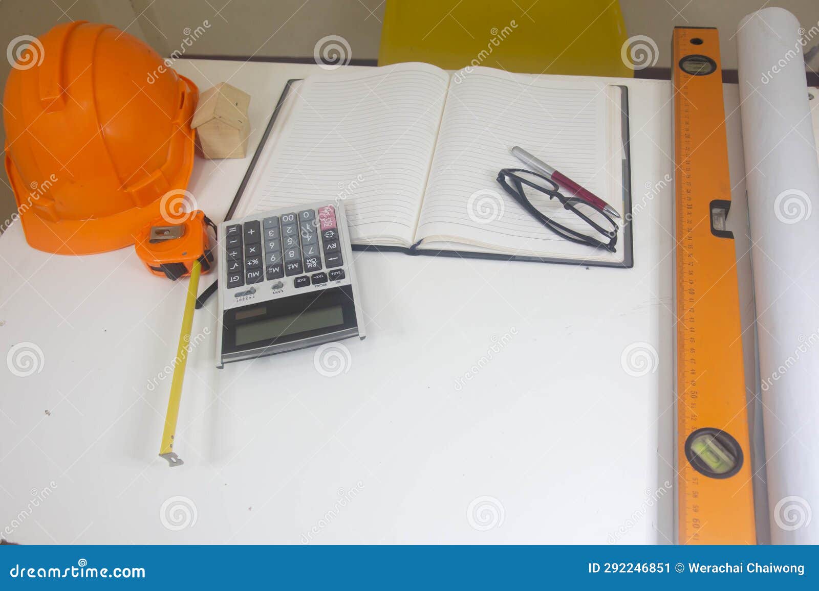 Architectural and Engineer Office Desk Background Construction Project ...