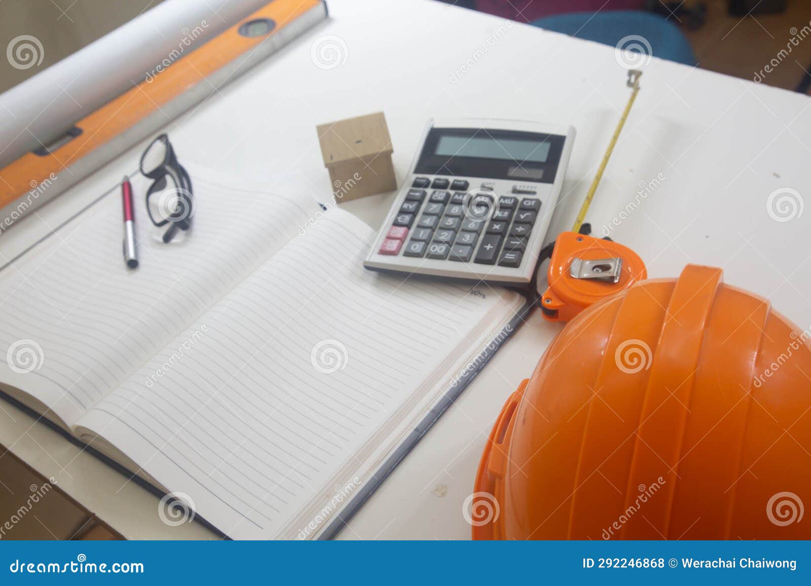 Architectural and Engineer Office Desk Background Construction Project ...