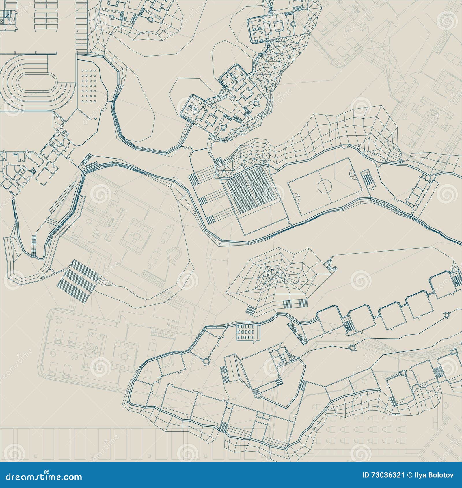 Architectural and Engineering Blueprint. Stock Vector - Illustration of ...
