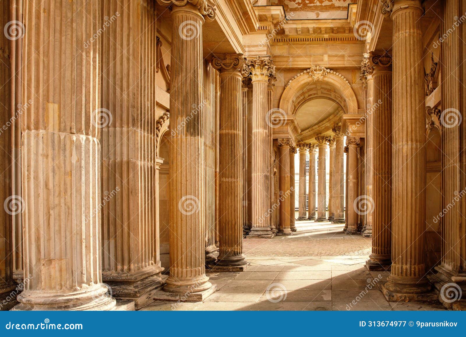 Architectural Ensemble in Baroque Style, Columns and Arches Stock Image ...