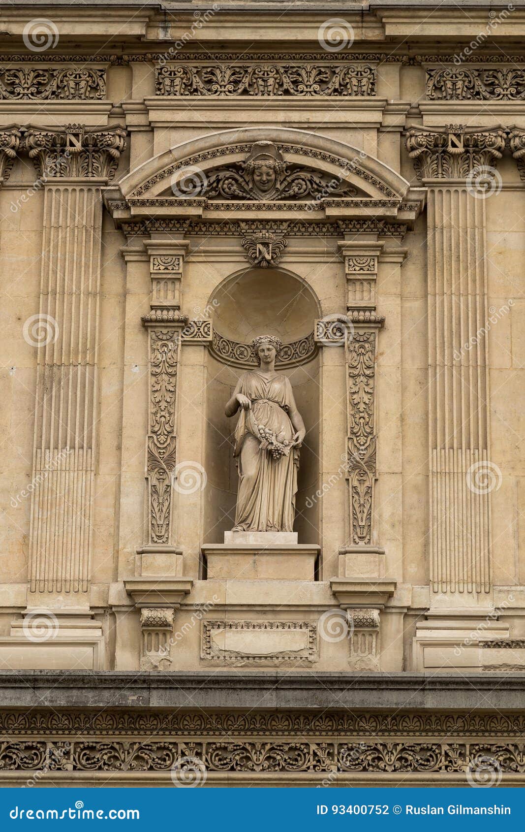 Architectural Exteriors Details of the Louvre Museum Stock Photo ...